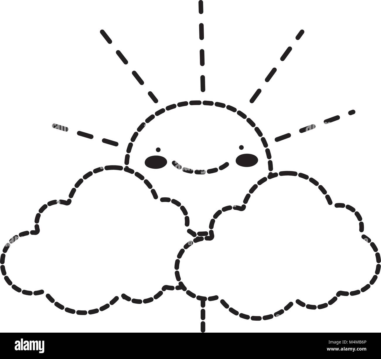 dotted shape nature sun and clouds kawaii weather Stock Vector Image ...