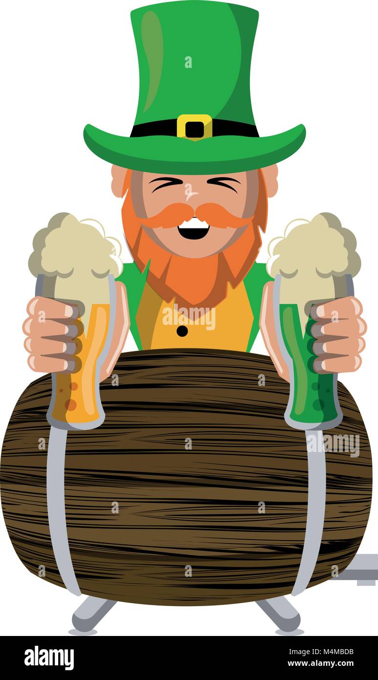 Elf with beer barrel and cups cartoon Stock Vector Image & Art - Alamy