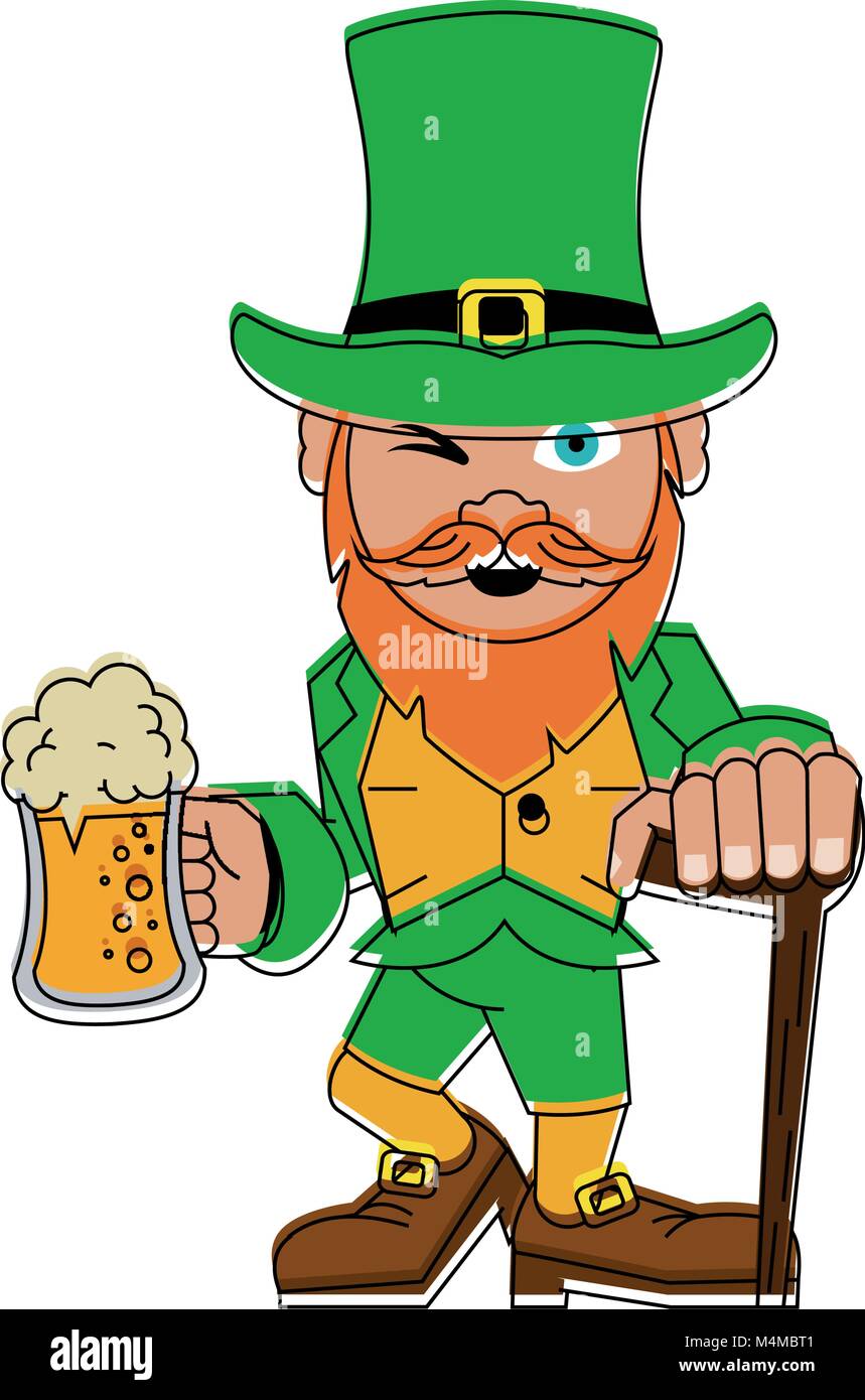 Elf with beer and walking stick Stock Vector Image & Art - Alamy