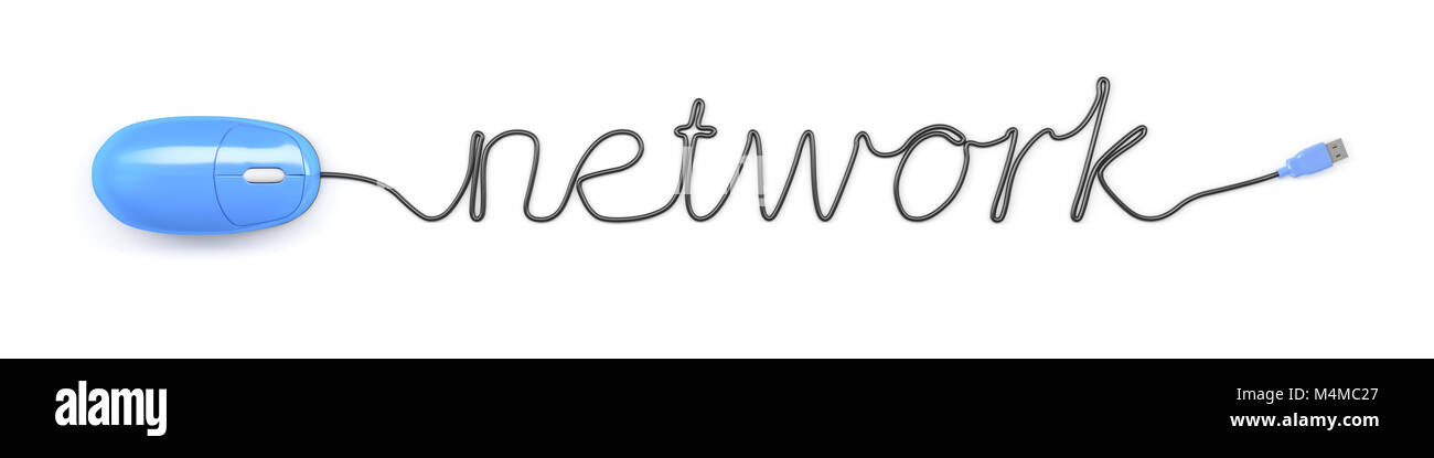 mouse with cable text network Stock Photo - Alamy