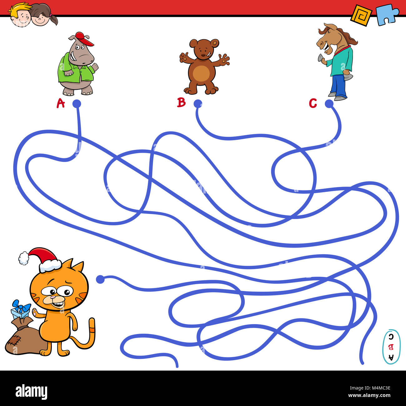path maze game with animal characters Stock Photo - Alamy