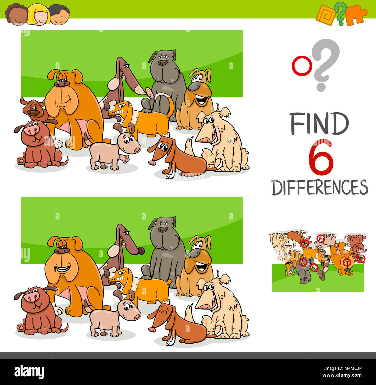 spot the differences with dogs or puppies Stock Photo - Alamy