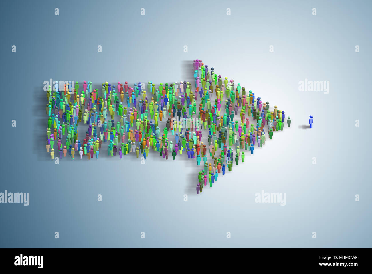 Illustration showing many people in arrow shape - 3d rendering Stock ...