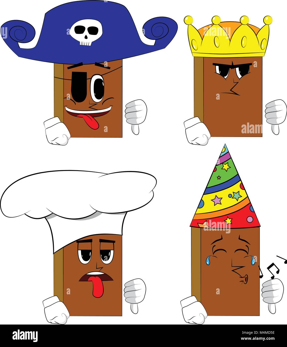 Books showing dislike hand sign. Cartoon book collection with costume ...