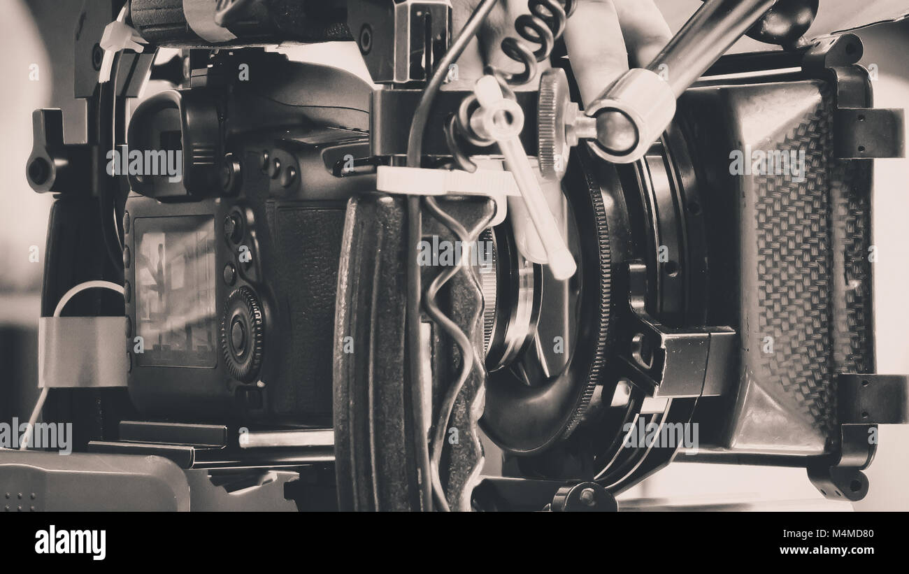 Cinema Camera on Film Set, Behind the scenes Stock Photo - Alamy