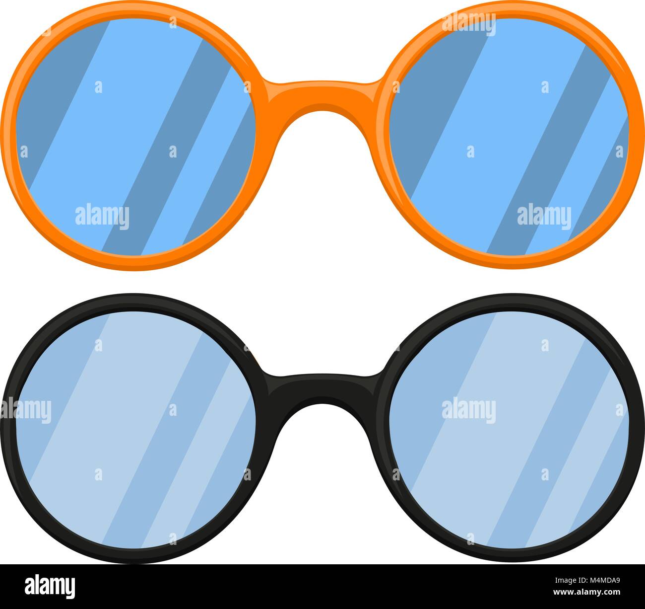 Cartoon icon poster glasses, spectacles black orange set Stock Vector ...