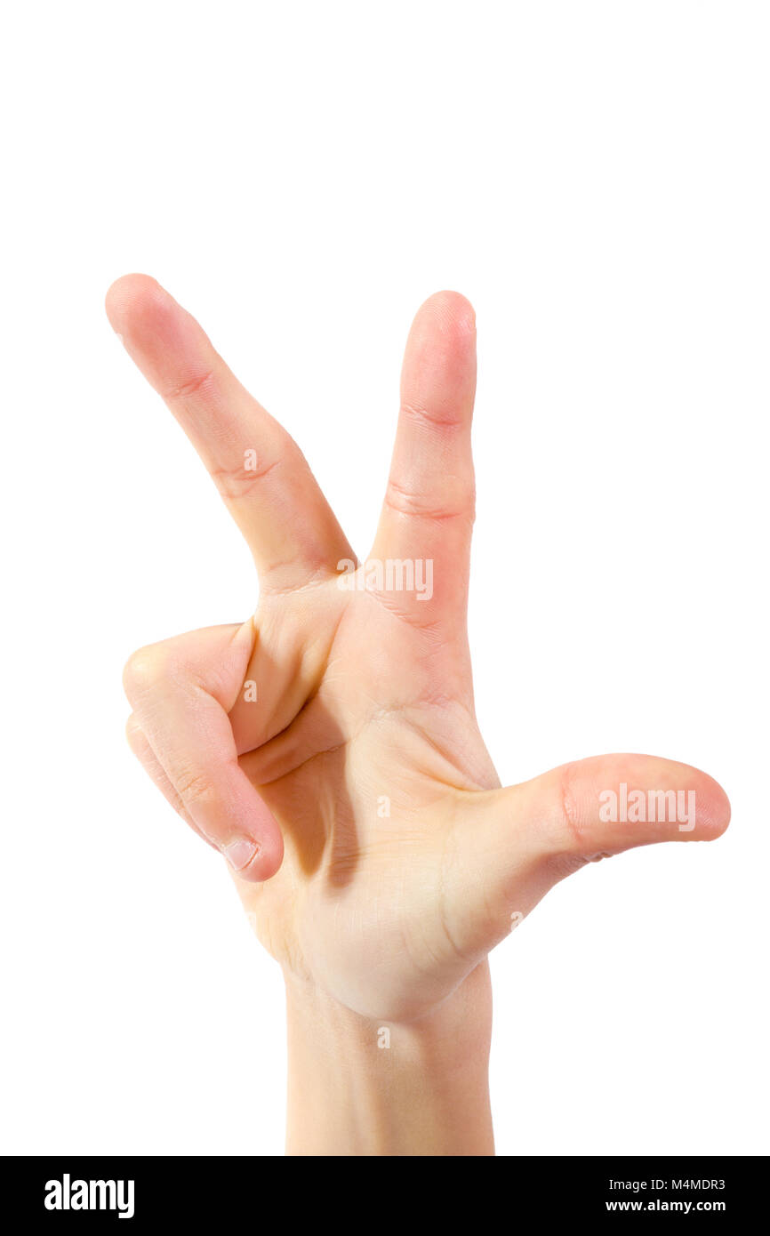 Young caucasian teenage boy's right hand, palm facing camera showing ...