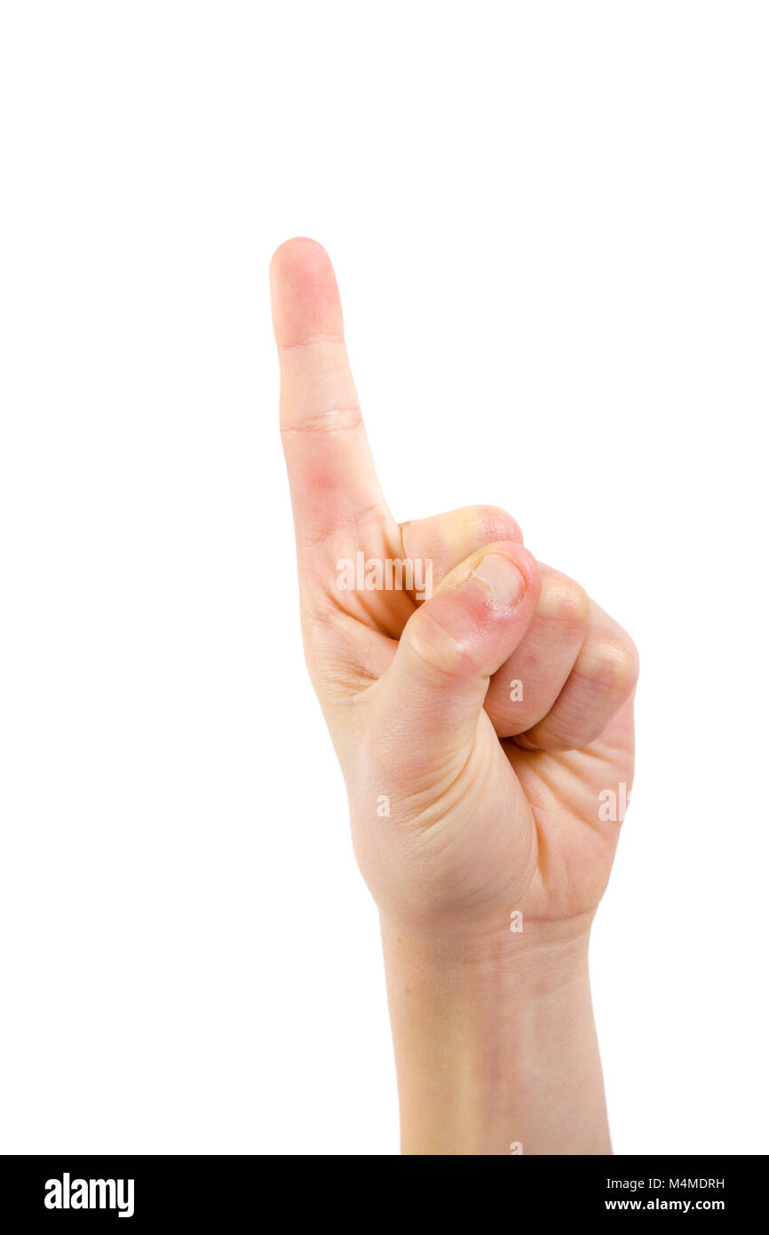 Young caucasian teenage boy's left hand, palm facing camera showing ...