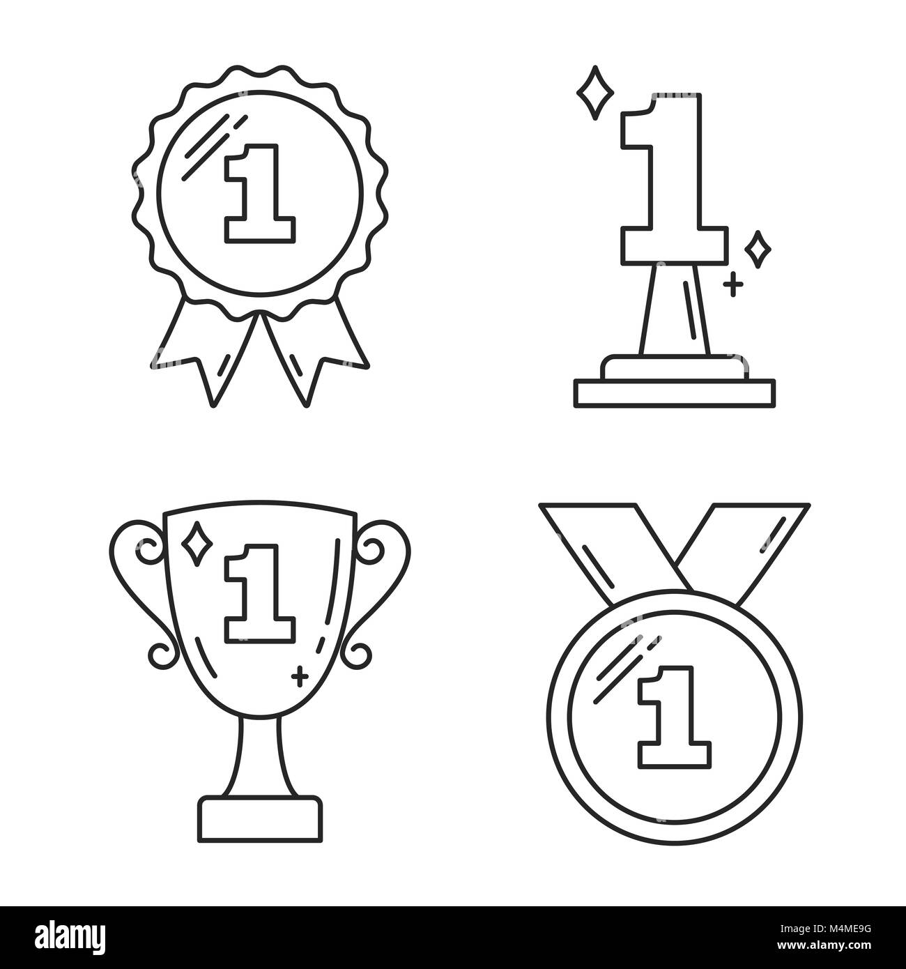 First place award - line icons, vector eps10 illustration Stock Photo ...