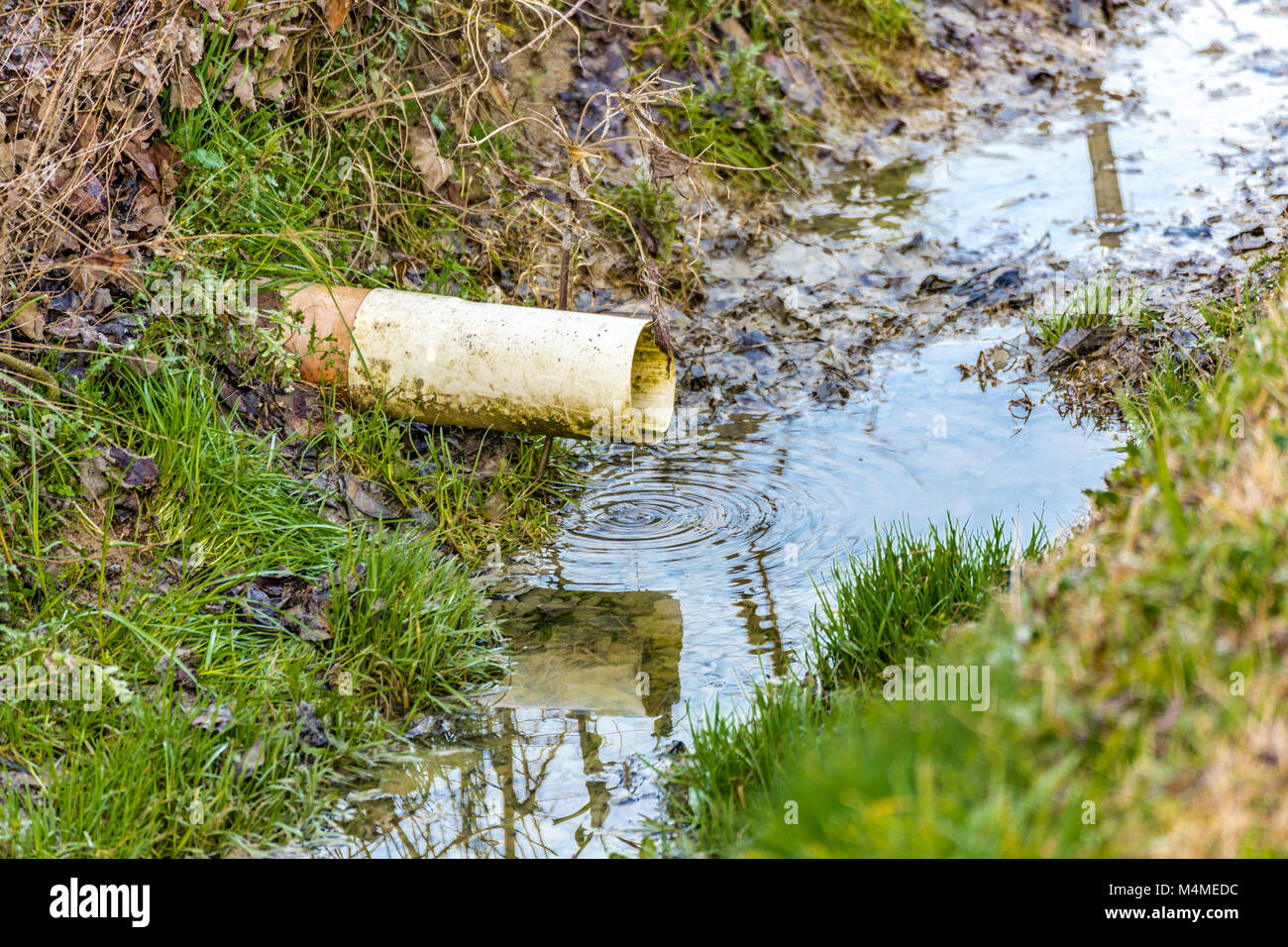 Drain pipe in a irrigation ditch in the countryside Stock Photo - Alamy