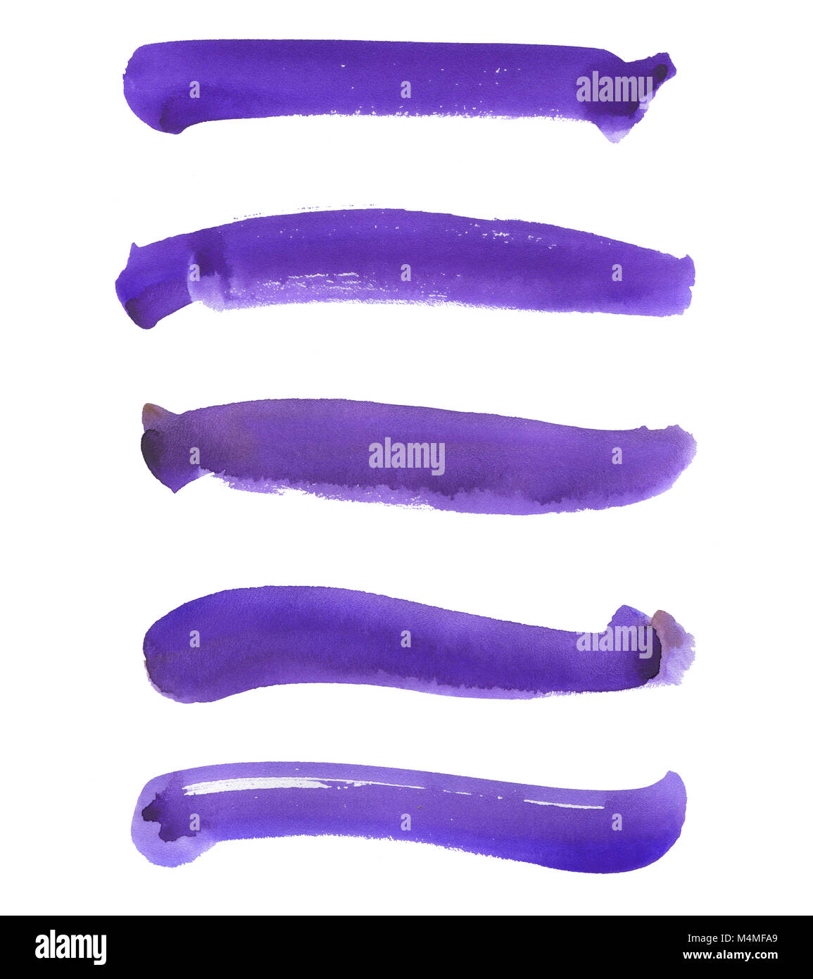 Set of multiple straight watercolor purple paint Stock Photo - Alamy