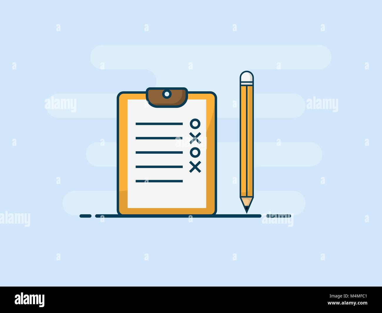illustration of checklist with pencil flat design vector background ...