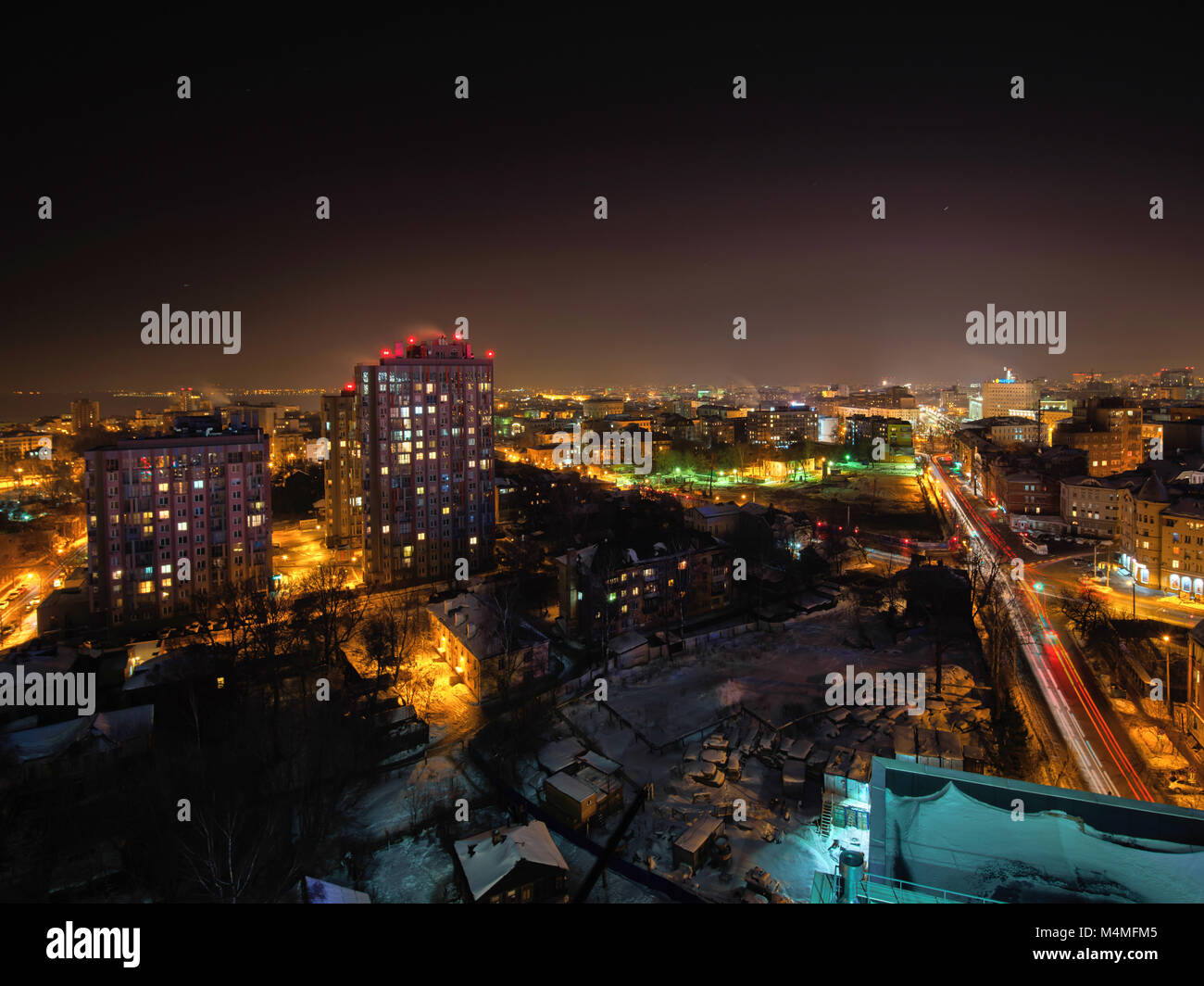 Big city night lights Stock Photo - Alamy
