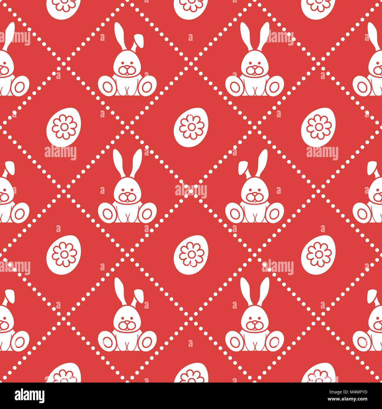 Seamless pattern with rabbits and eggs with flower. Design for banner ...