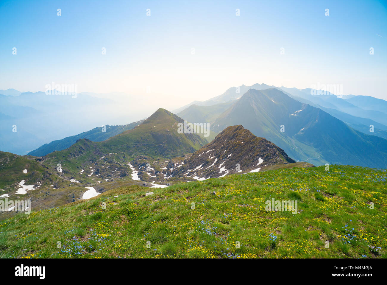 High altitude landscape idyllic uncontaminated environment. Summer ...