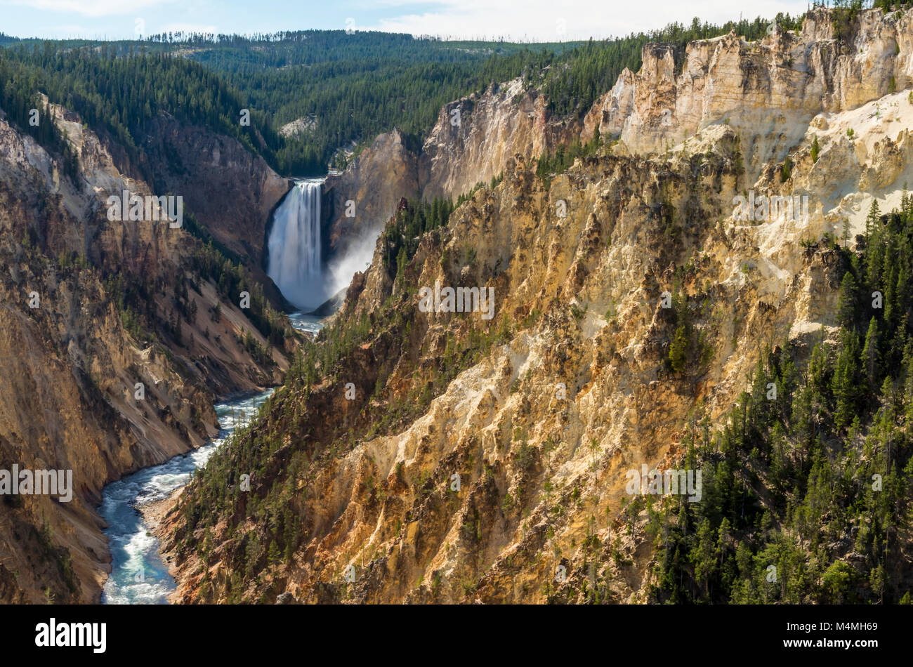 View of the Grand Canyon of the Yellowstone showing the Lower Falls and ...
