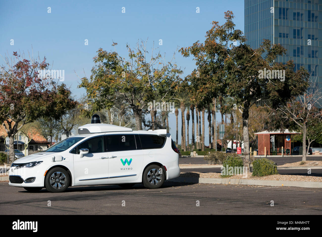 A Waymo self-driving autonomous vehicle as seen in Tempe, Arizona on ...