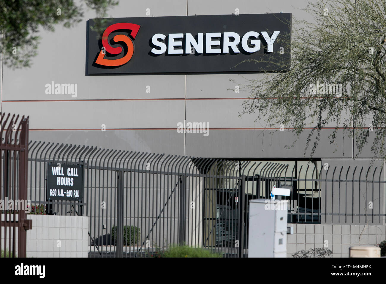 A logo sign outside of a facility occupied by Senergy in Phoenix ...