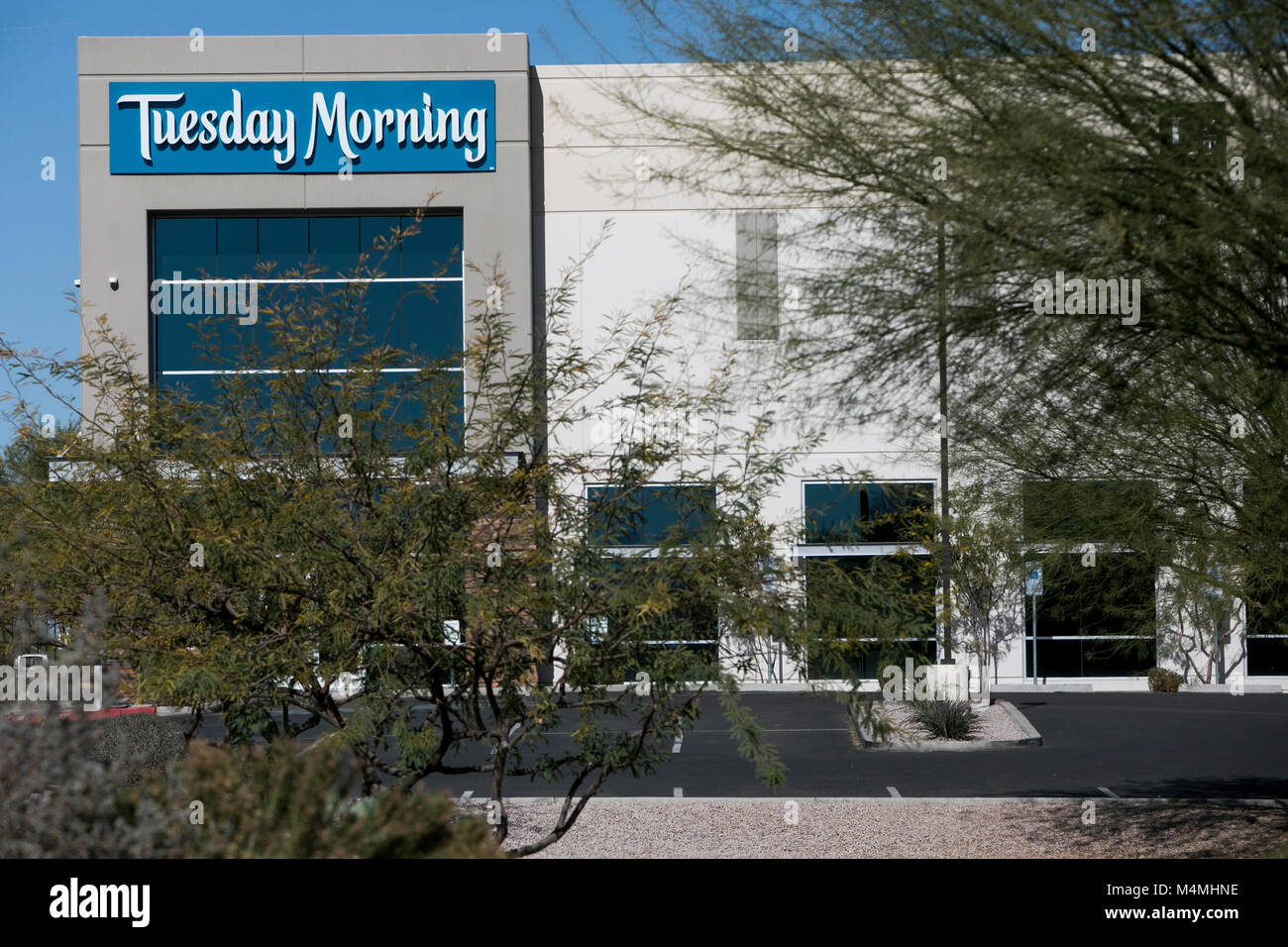 A logo sign outside of a facility occupied by the Tuesday Morning ...