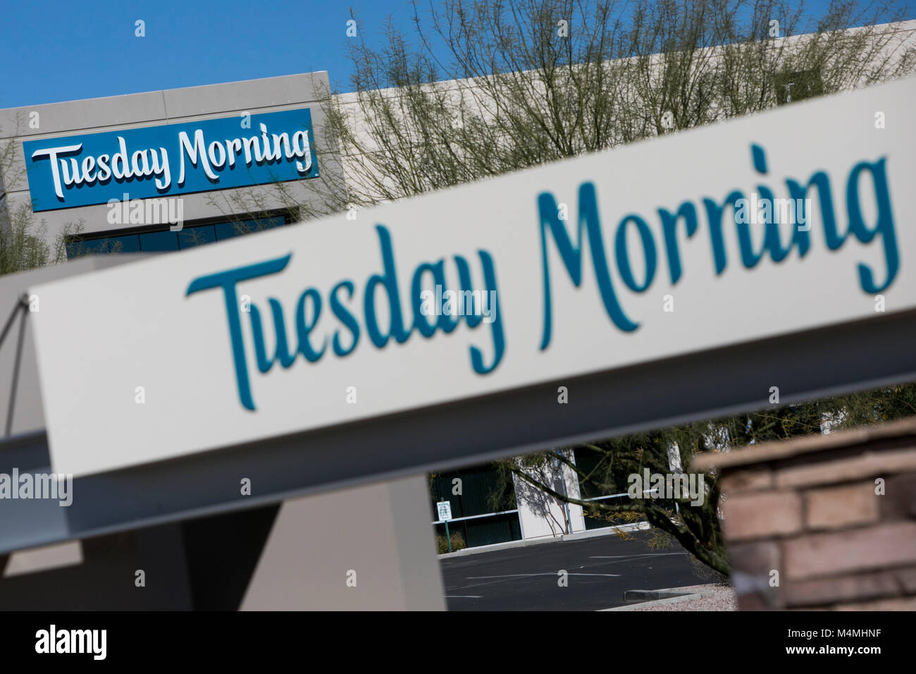 A logo sign outside of a facility occupied by the Tuesday Morning ...