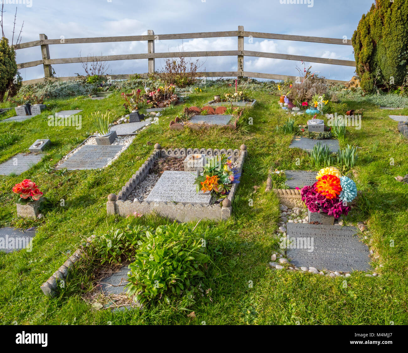 Corner of St Andrews church graveyard at Clevedon Pill on the Somerset ...