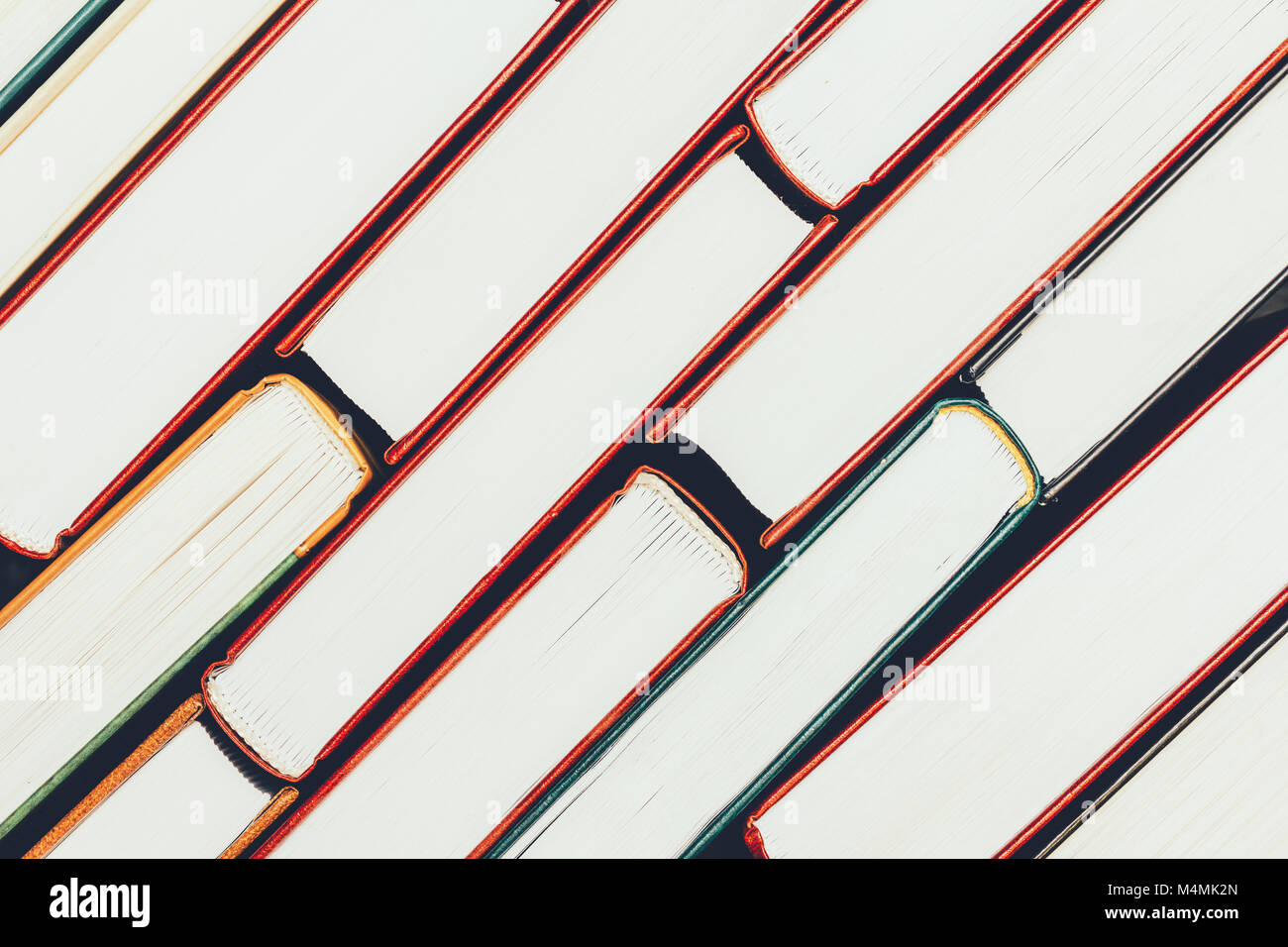 background of stack of books top view of edge pages Stock Photo - Alamy