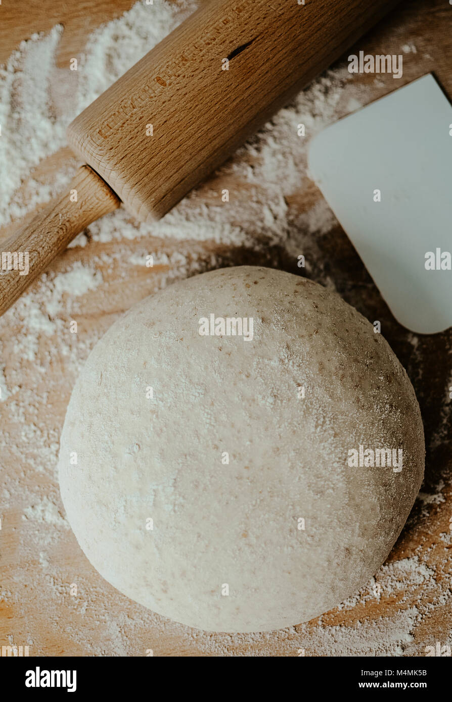 Wooden round dough ball hi-res stock photography and images - Alamy