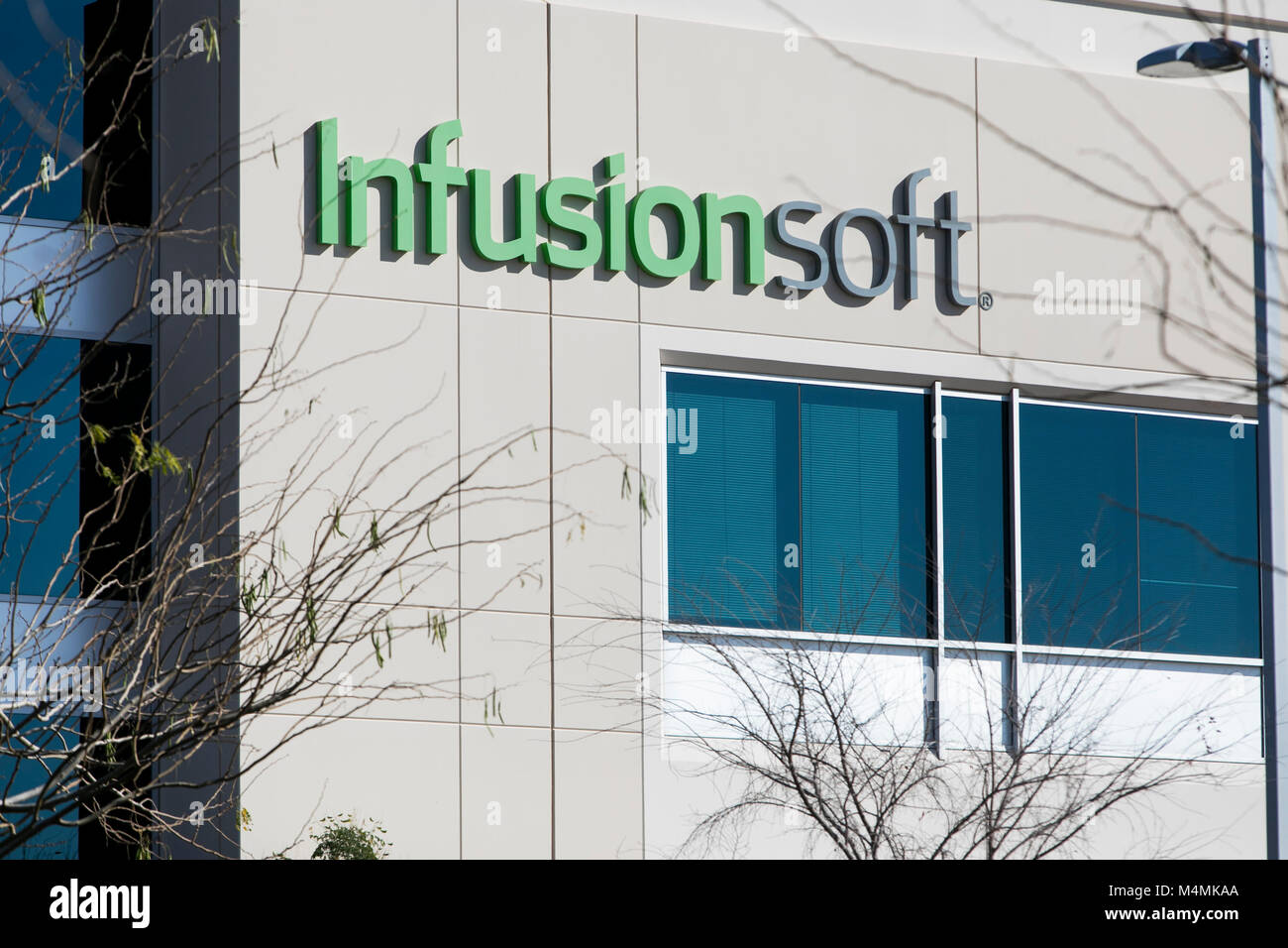 A logo sign outside of the headquarters of Infusionsoft in Chandler ...