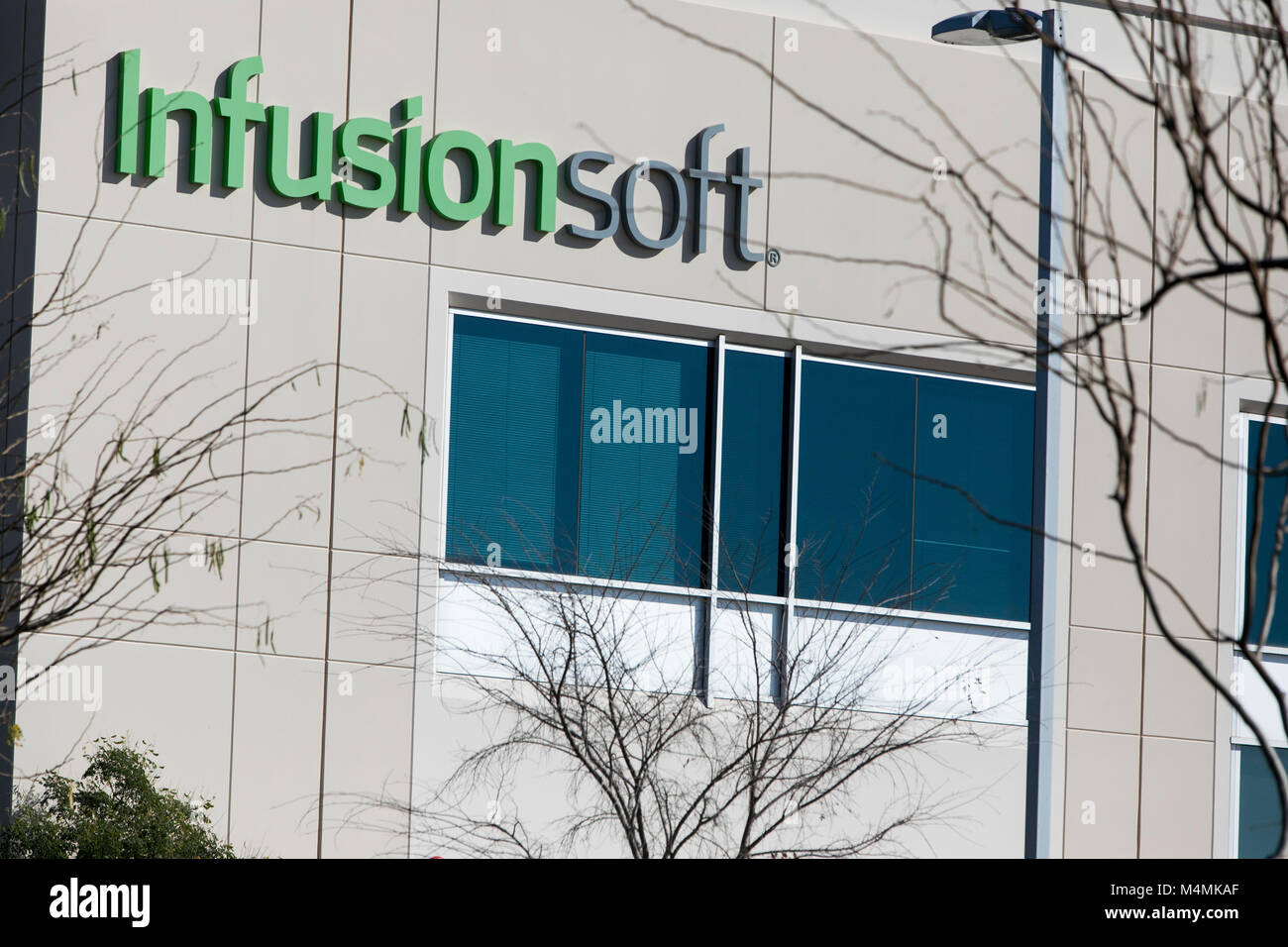 A logo sign outside of the headquarters of Infusionsoft in Chandler ...