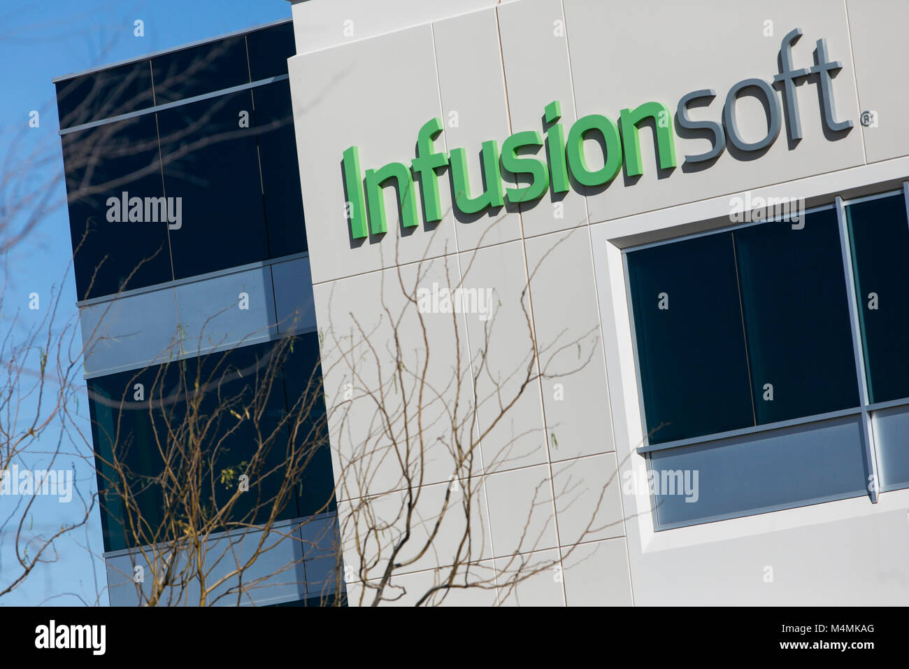 A logo sign outside of the headquarters of Infusionsoft in Chandler ...