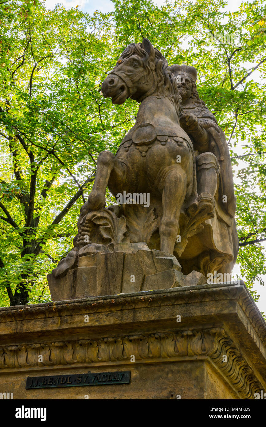 Prague, Czech Republic: The equestrian statue of St. Wenceslas ...