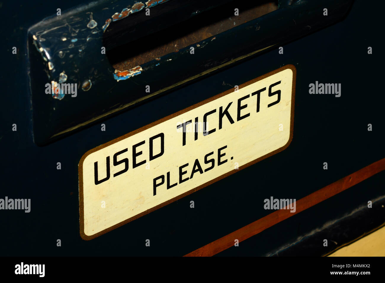 Used ticket bin on a vintage bus Stock Photo - Alamy