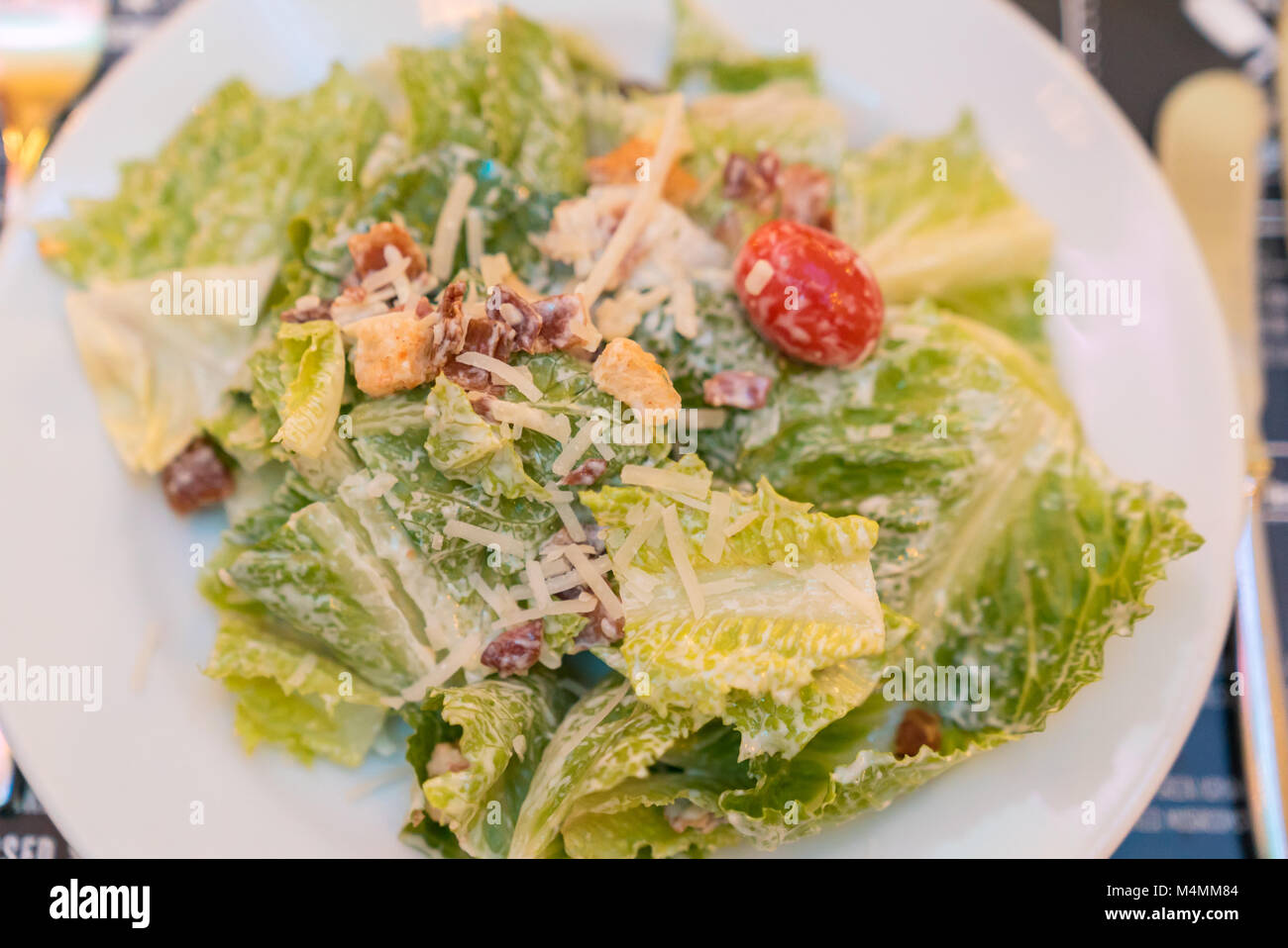 salad ceasar with crispy bacon Stock Photo - Alamy