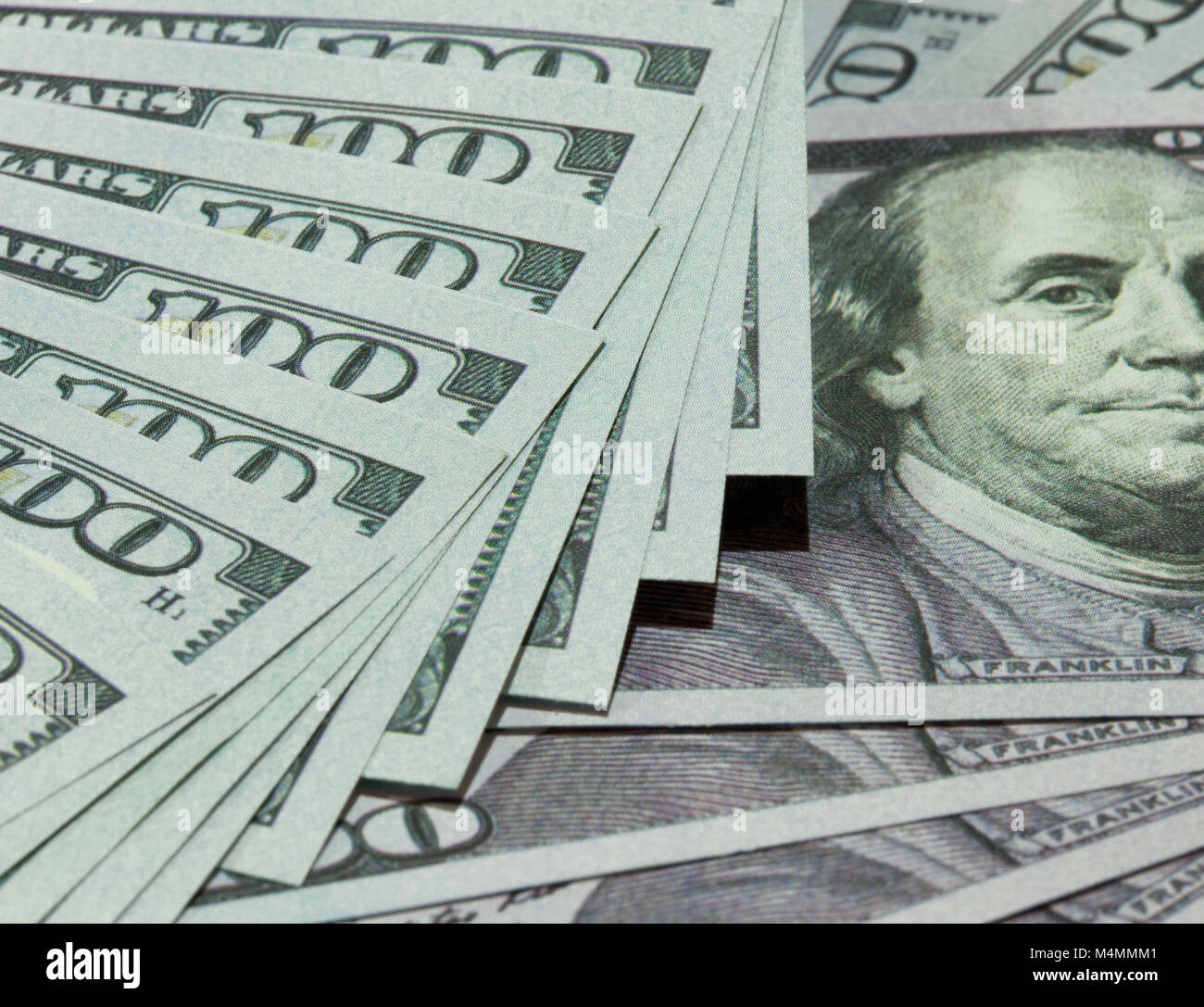 close-up image of an American president on a 100 dollar bill and cache ...