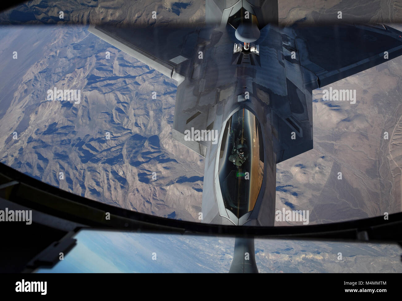 An F-22 Raptor fighter jet assigned to the 27th Fighter Squadron at ...