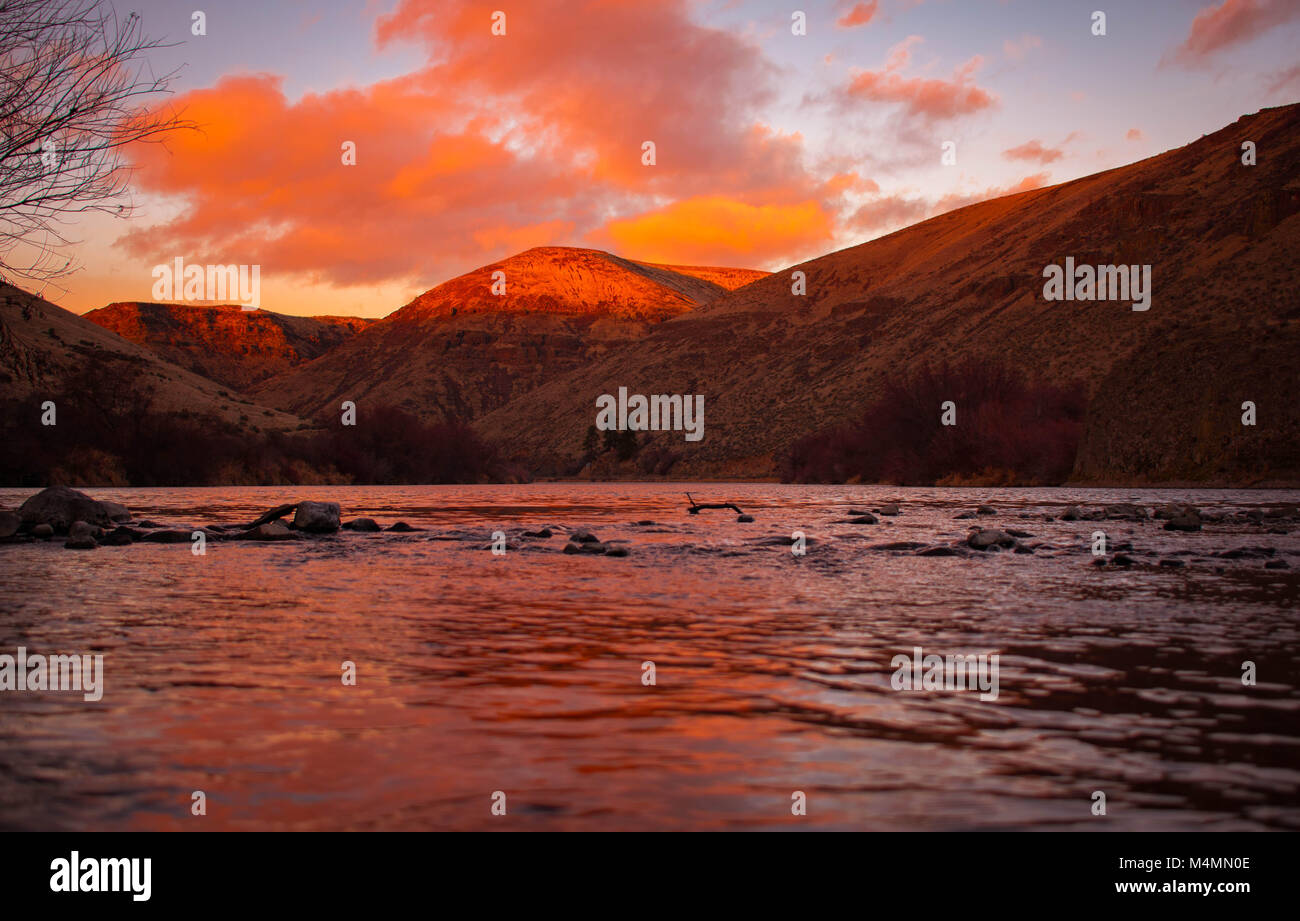 Sunset on the river Stock Photo - Alamy