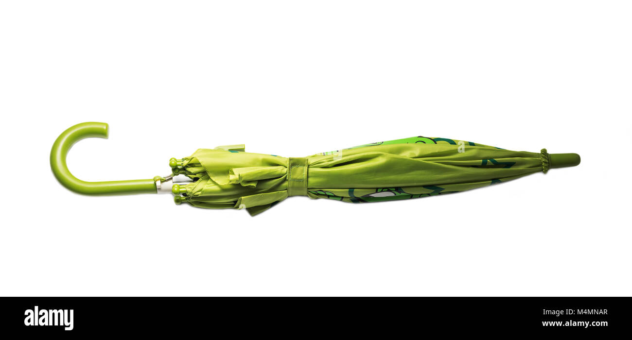 Unopened green umbrella isolated on white background Stock Photo - Alamy