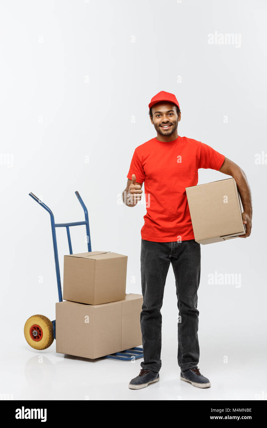 Delivery Concept - Portrait of Handsome African American delivery man ...