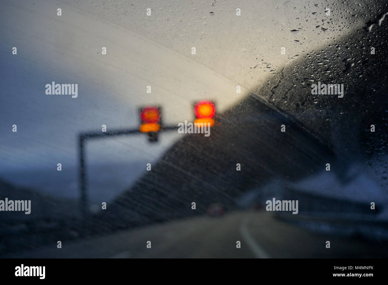 Car driving in winter, A40 Highway, Ain, France Stock Photo - Alamy