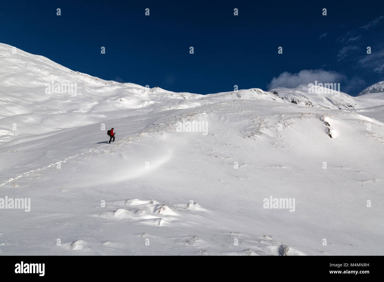 Female hiker in the near Stob Coire a' Chàirn in the Mamores Mountain ...