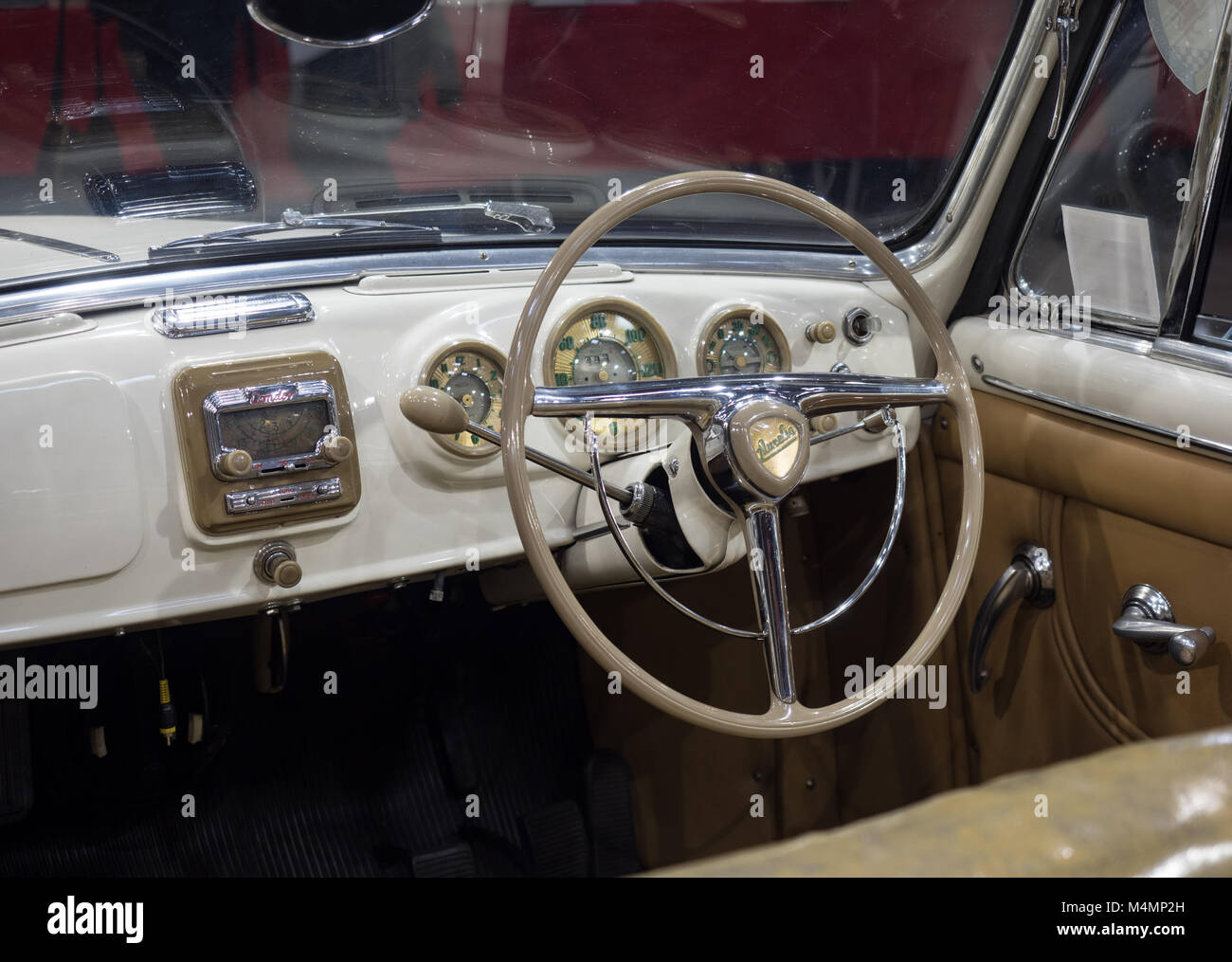 Verona, Italy - May 09, 2015: Dashboard detail of an old vintage car ...
