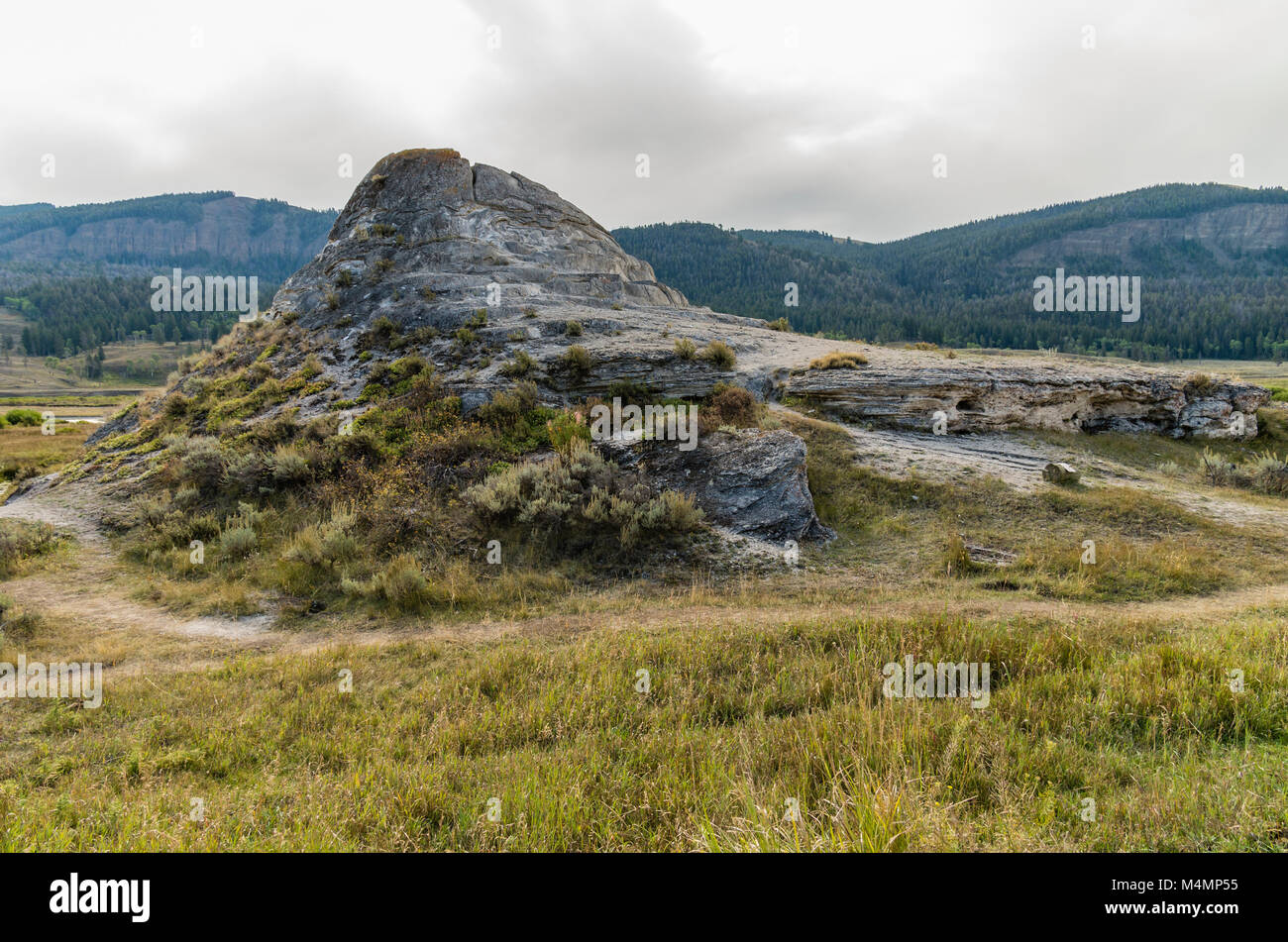 Soda Butte was formed from deposits of travertine left by a hot spring ...