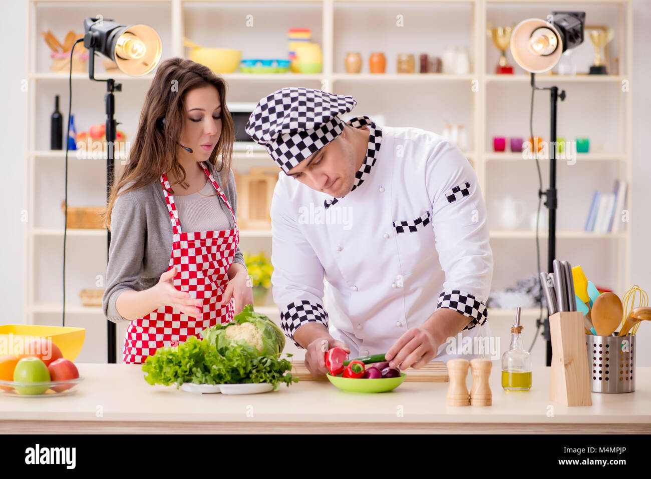 Food cooking tv show in the studio Stock Photo - Alamy