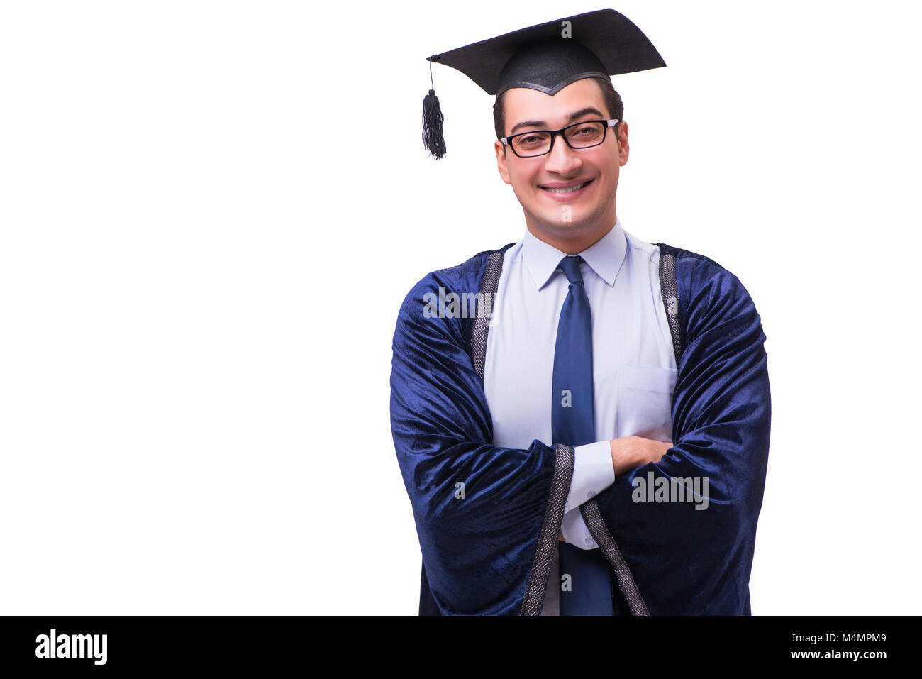 Young man student graduating isolated on white Stock Photo - Alamy