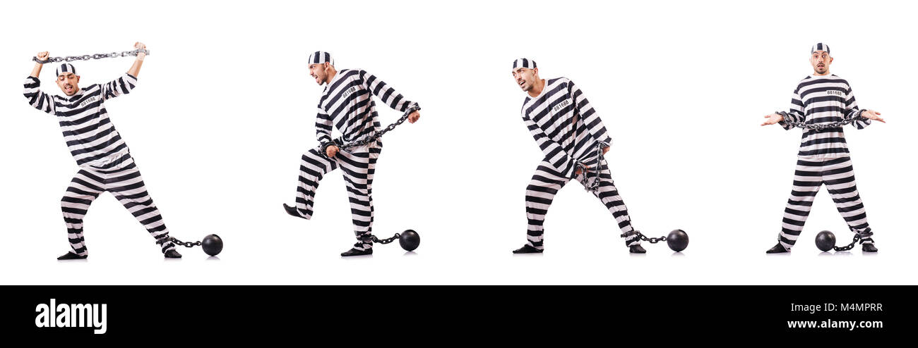 Convict criminal in striped uniform Stock Photo - Alamy