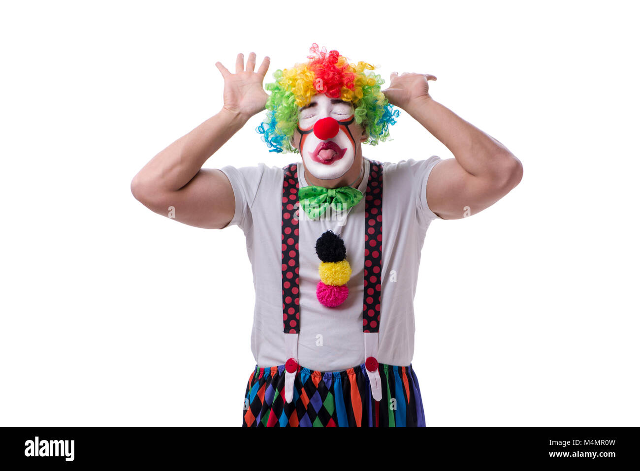 Funny clown acting silly isolated on white background Stock Photo - Alamy