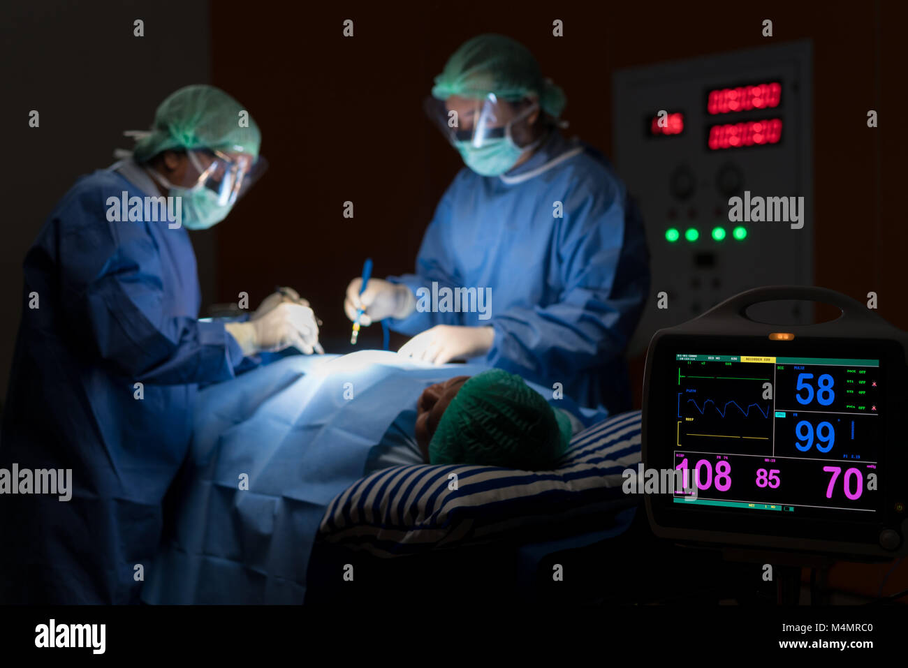 Electrocardiogram in hospital surgery operating emergency room showing ...