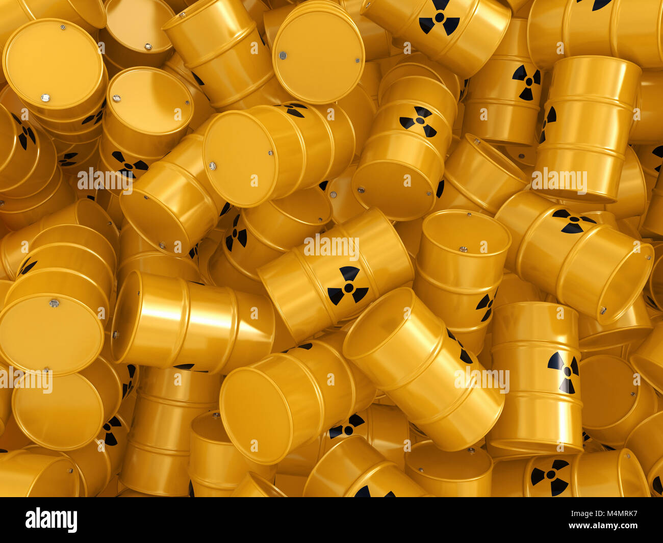 3D rendering radioactive barrels Stock Photo - Alamy