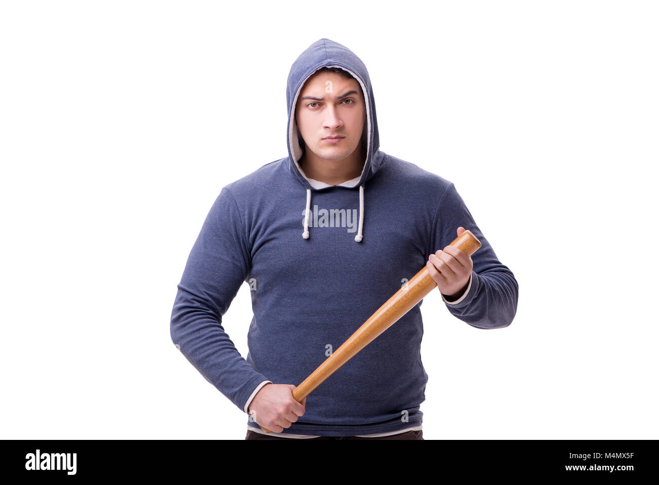 Young man hooligan with baseball bat isolated on white Stock Photo - Alamy