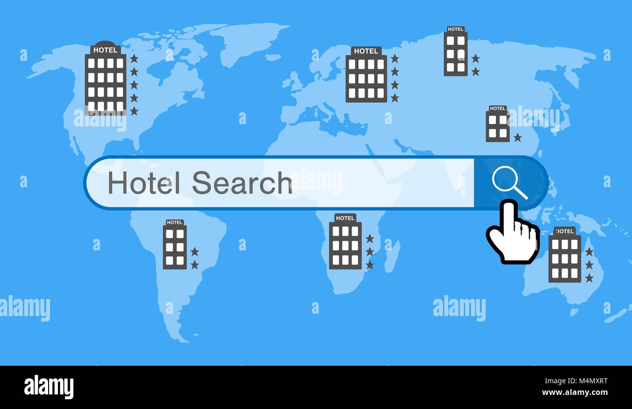 hotel search engine with hotel on world map Stock Vector Image & Art ...